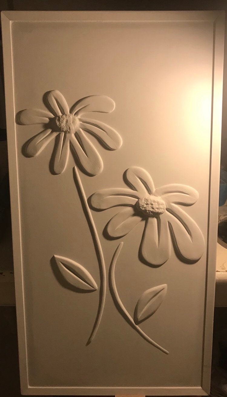 Hand Made Plaster Retro Flowers Design - Etsy