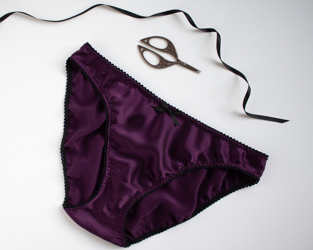 Purple Pure Silk Knickers, Handmade Silk Bikini Briefs, Deep Purple ...