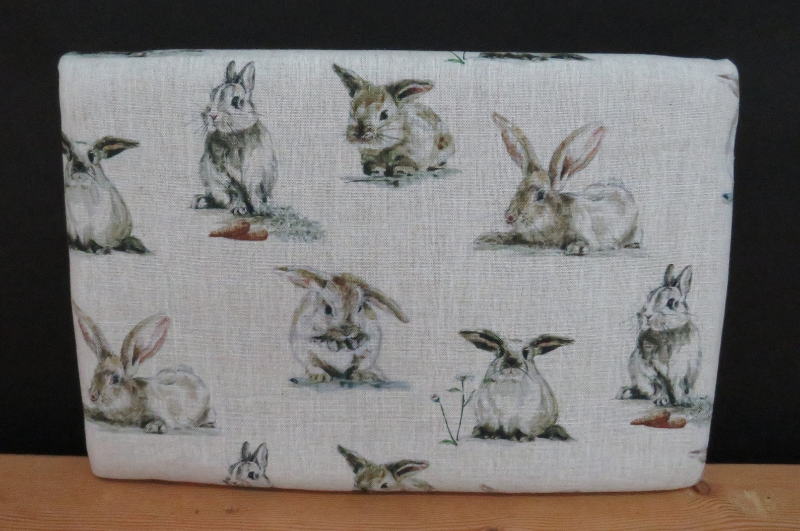 Large Wooden Storage Box With Fabric Upholstered Hinged - Etsy UK