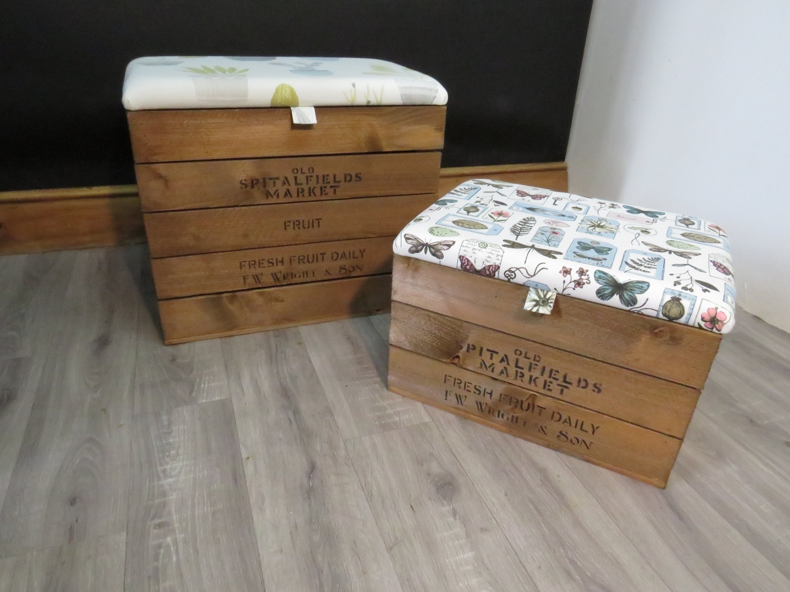 Wooden Storage Box With Fabric Upholstered Hinged Lid/seat - Etsy UK