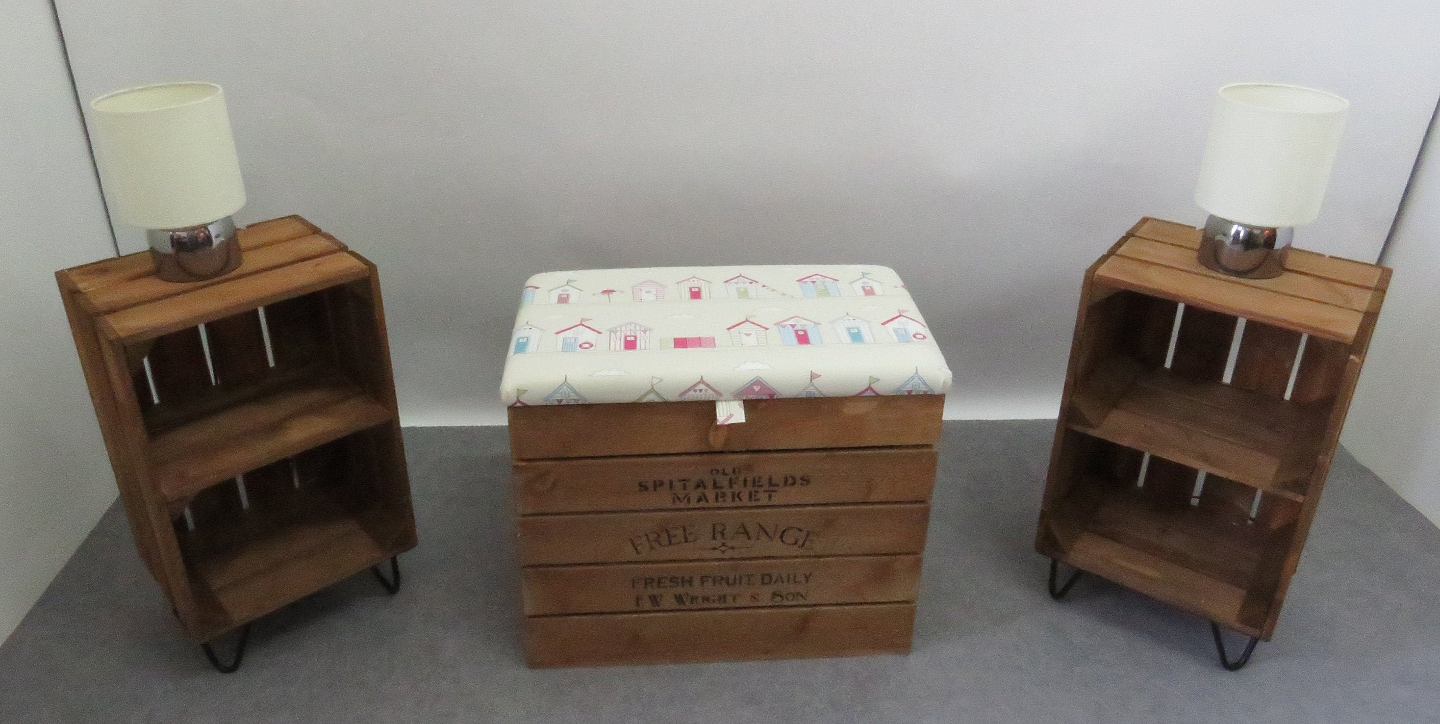 Large Wooden Storage Box with Fabric Upholstered Hinged | Etsy