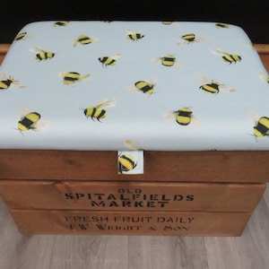 Wooden Storage Box With Fabric Upholstered Hinged Lid/seat - Etsy UK