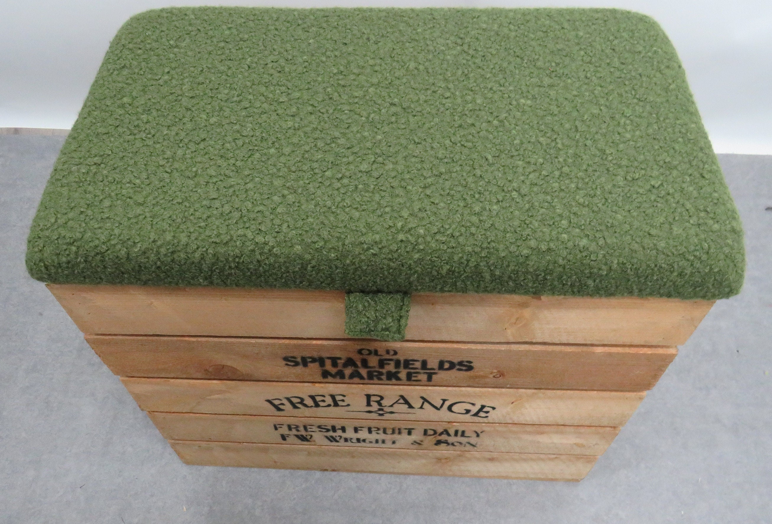 Large Wooden Storage Box With Fabric Upholstered Hinged - Etsy UK