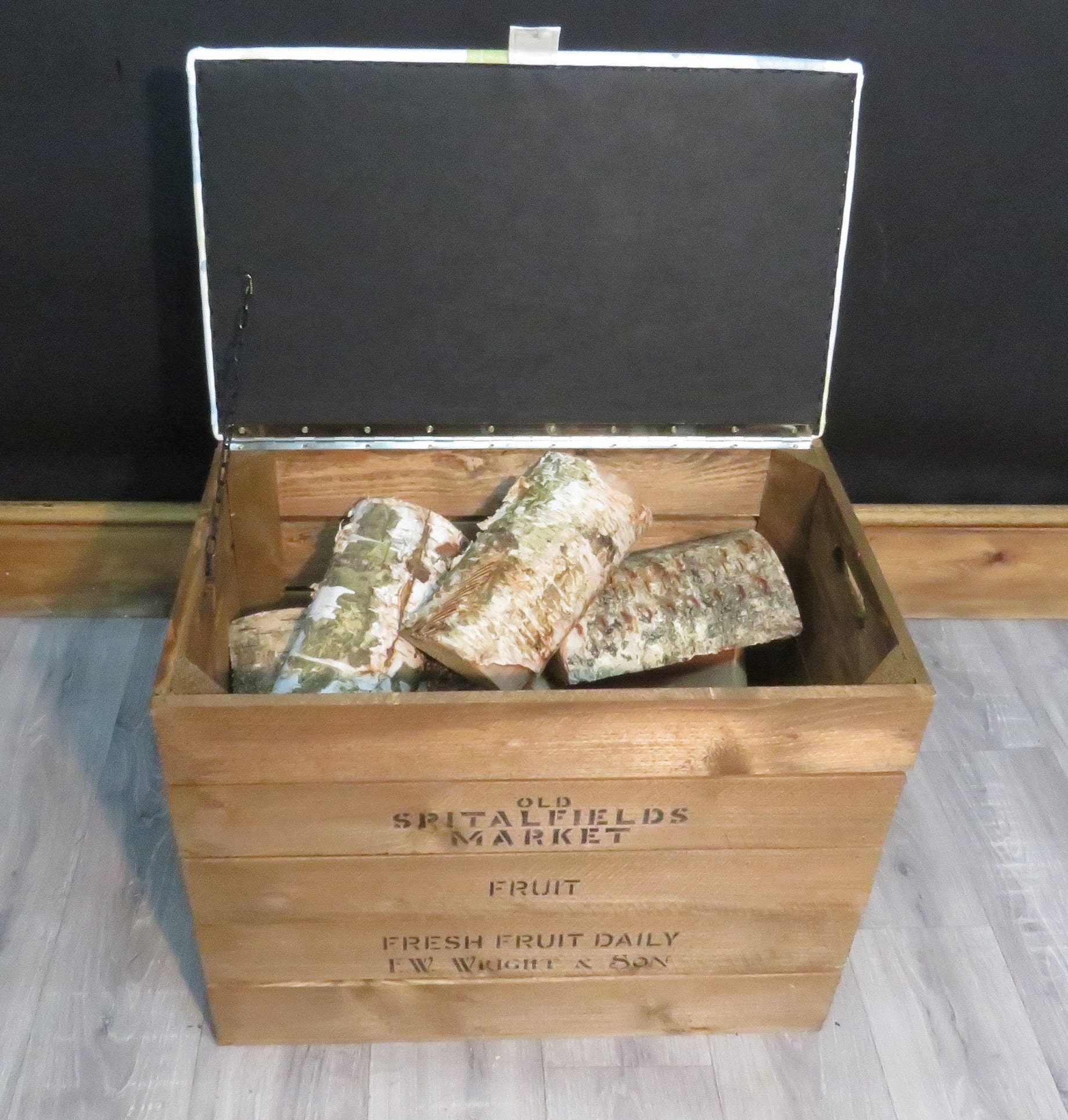 Large Wooden Storage Box with Fabric Upholstered Hinged | Etsy