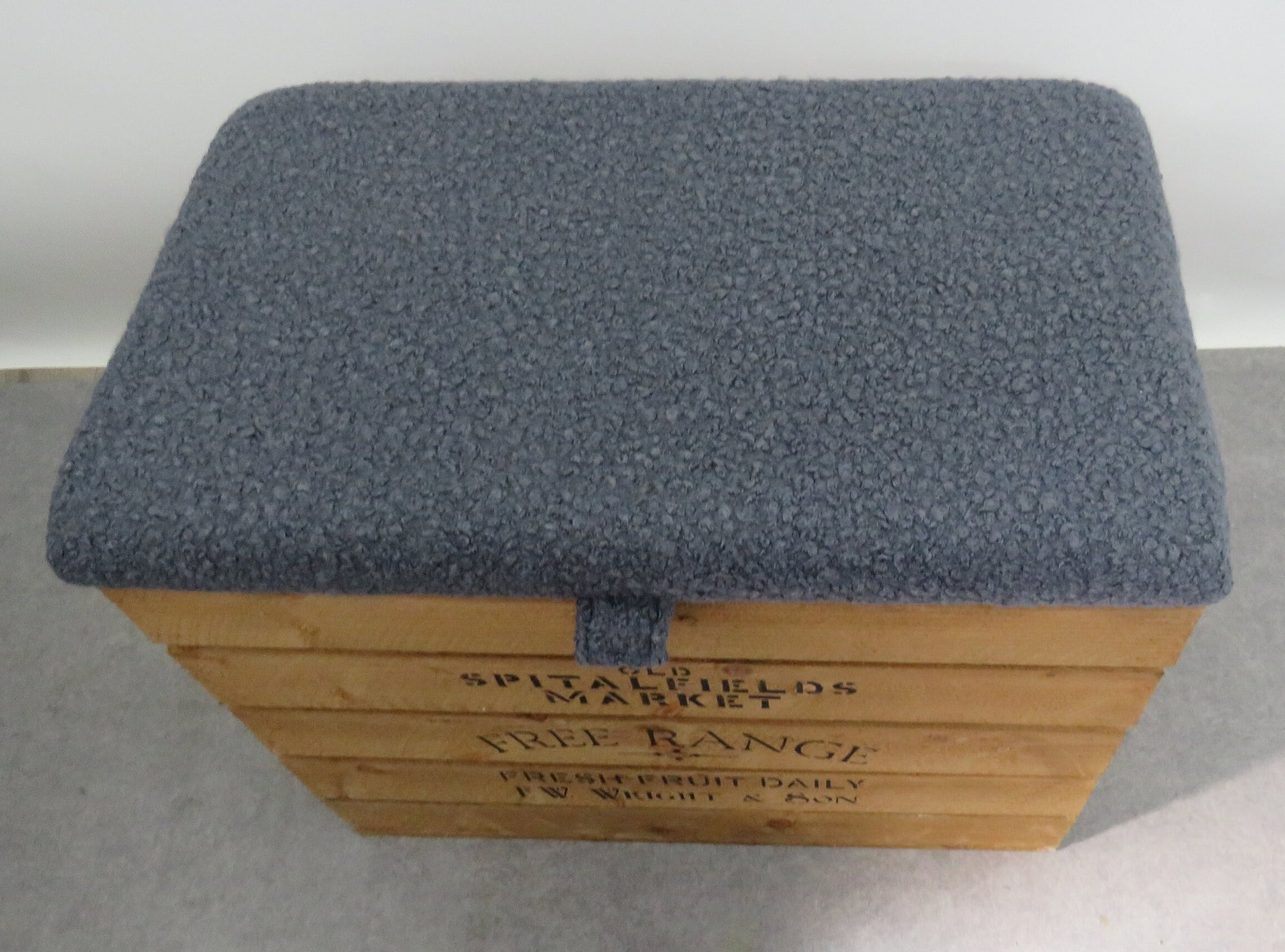 Large Wooden Storage Box With Fabric Upholstered Hinged - Etsy UK