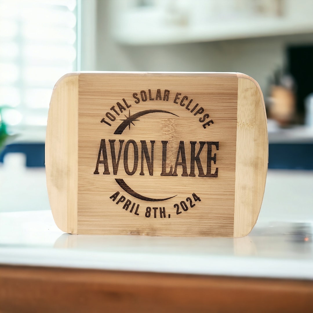 Total Solar Eclipse 2024 Bamboo Cutting Board, Path of Totality State Charcuterie Tray for Solar ...