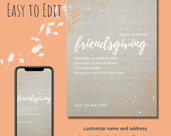 Friendsgiving Invitation Template EDITABLE Digital Party - Etsy
