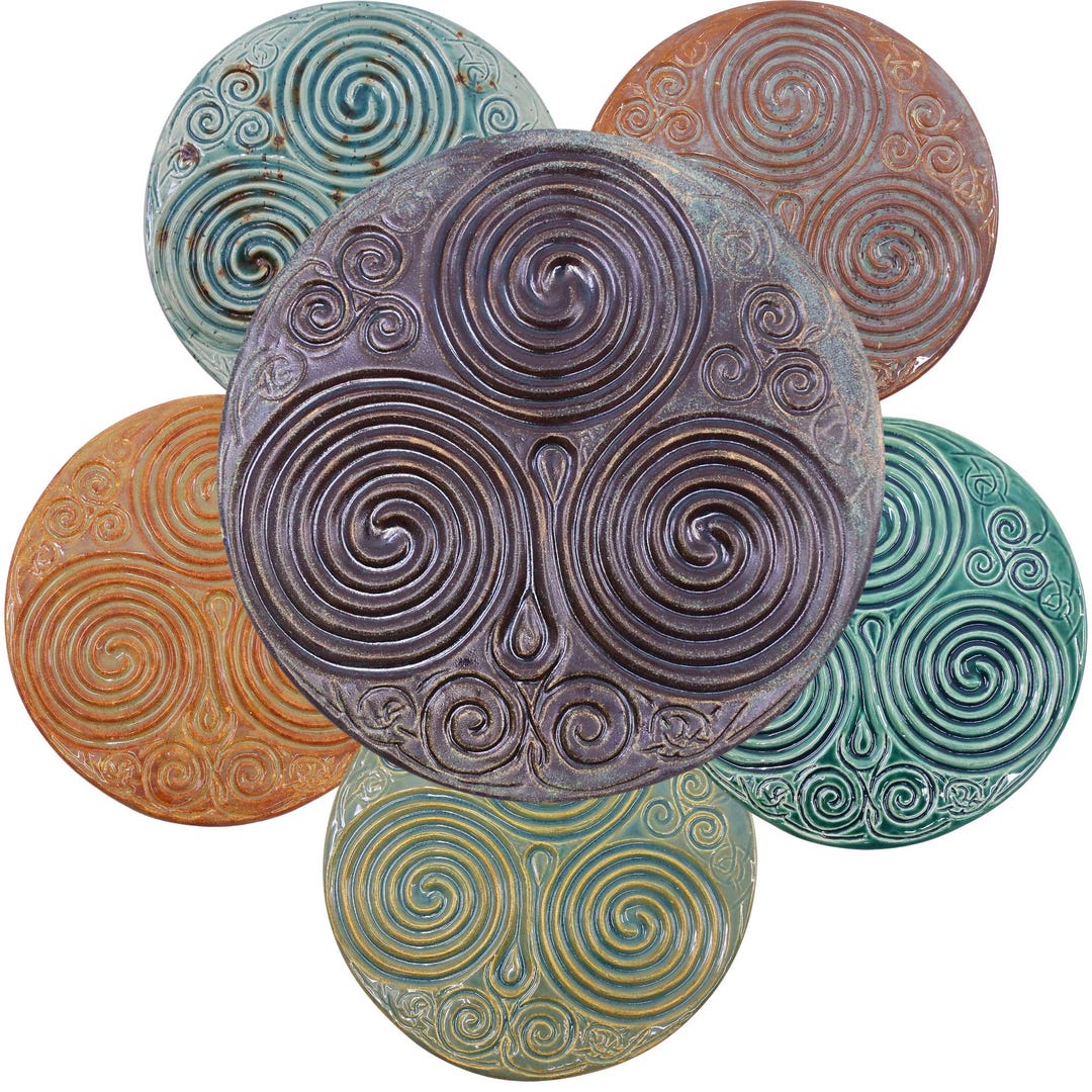 Ceramic Triskelion Finger Labyrinth Plate Size- Meditation Prayer Art ...