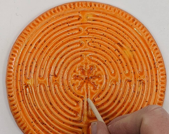 Ceramic Circular Chartres Finger Labyrinth Medieval Cathedral Maze Game ...