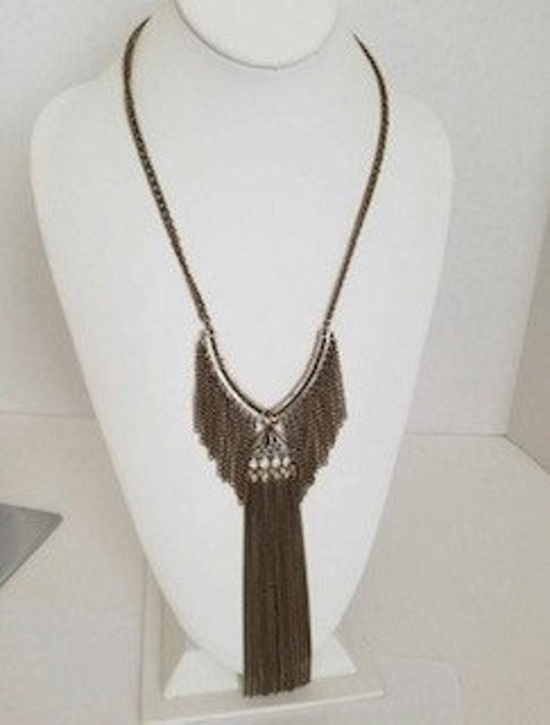 Vintage Designer Statement Necklace Bronze Tassel - Etsy