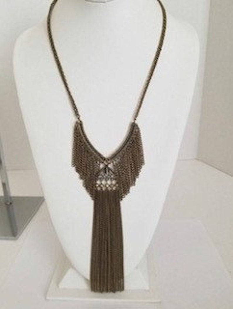 Vintage Designer Statement Necklace Bronze Tassel - Etsy