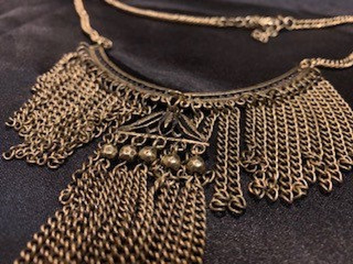 Vintage Designer Statement Necklace Bronze Tassel - Etsy