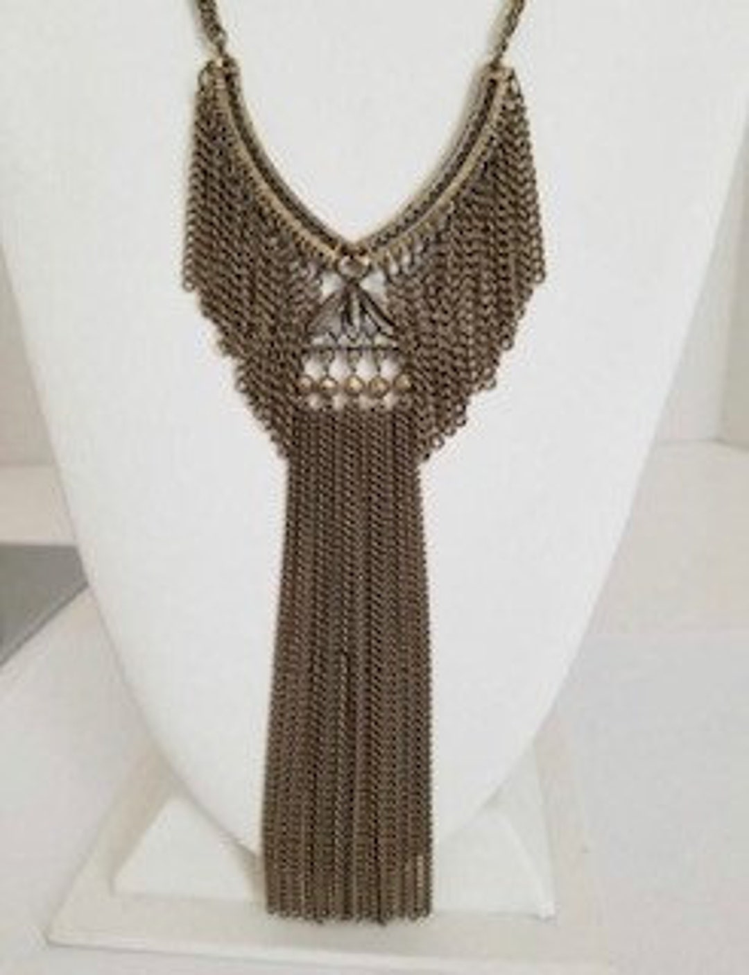 Vintage Designer Statement Necklace Bronze Tassel - Etsy