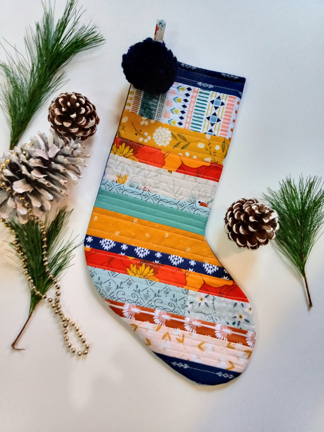 Christmas Stocking Patchwork Christmas Stockings Quilted - Etsy