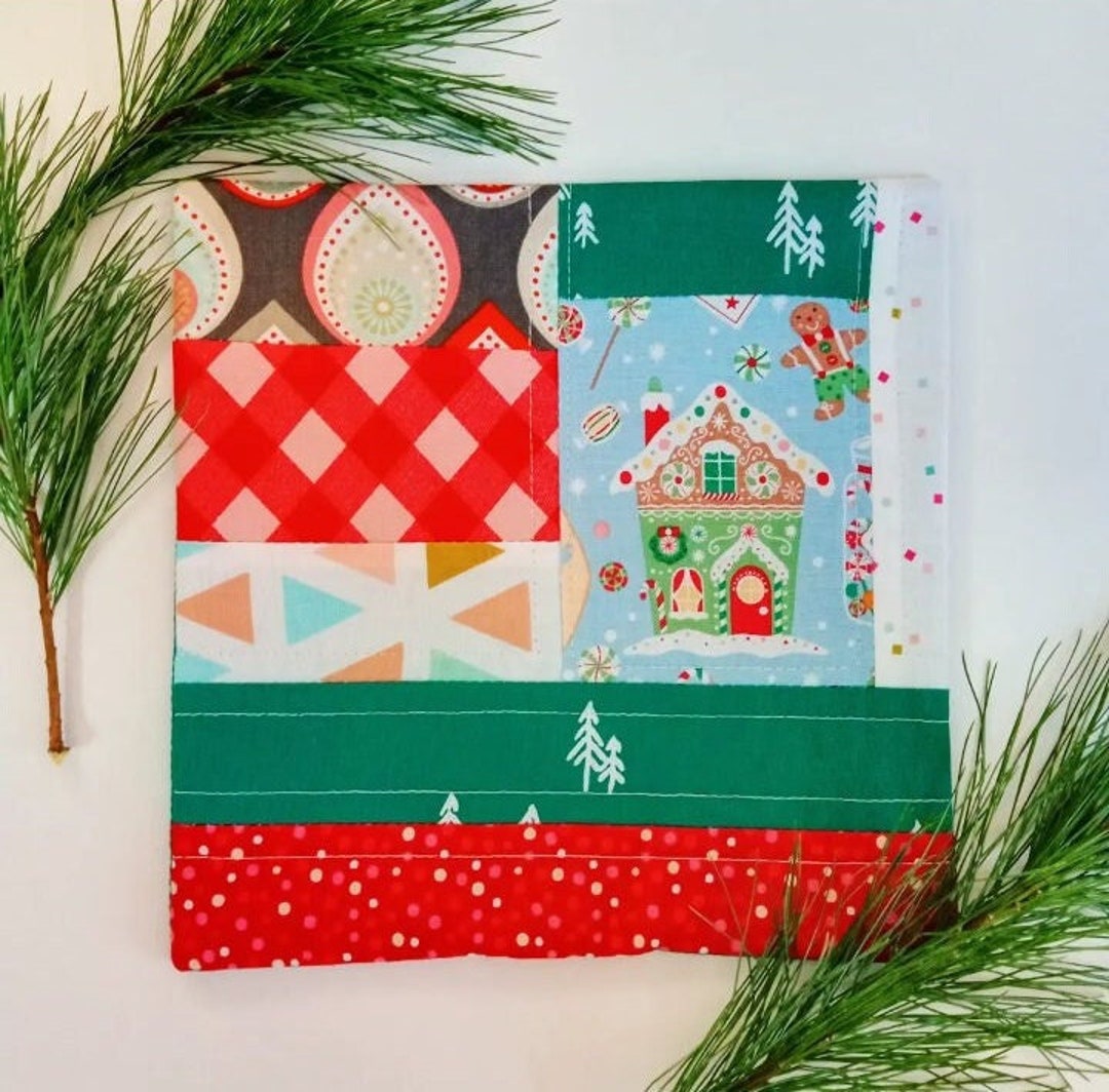 Patchwork Mat, Quilted Centerpiece, Mini Quilt Square, Christmas Home ...
