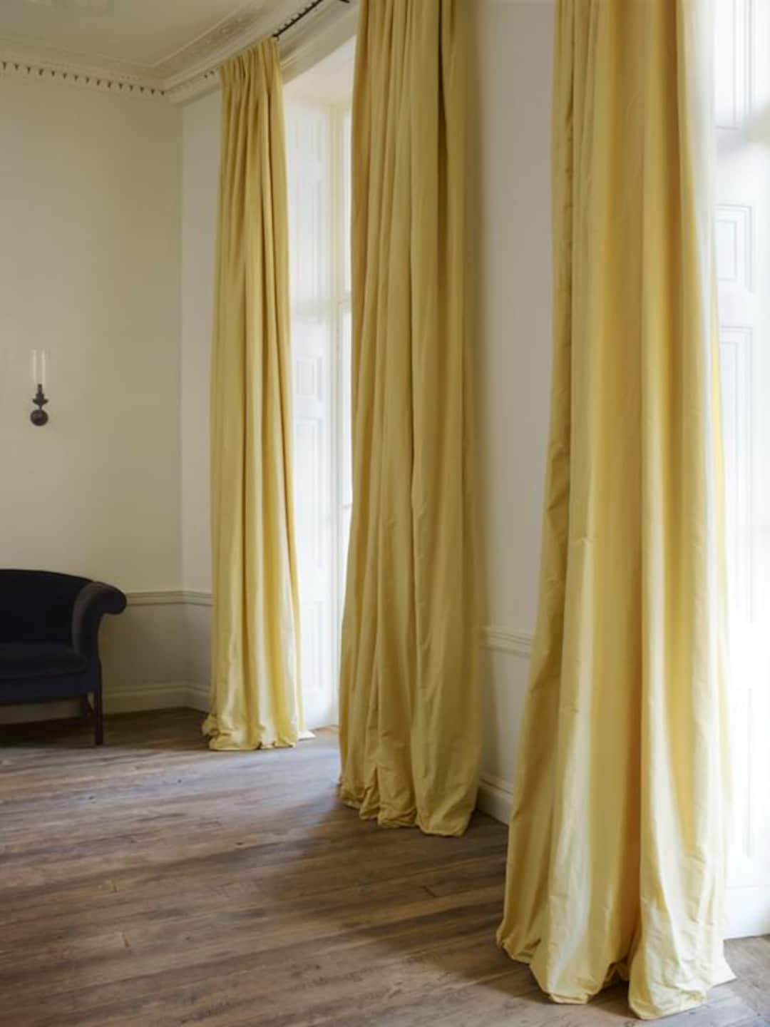 IHF Silk Dupioni Solid Textured Lined Grommet Pleated Extra Wide Extra ...