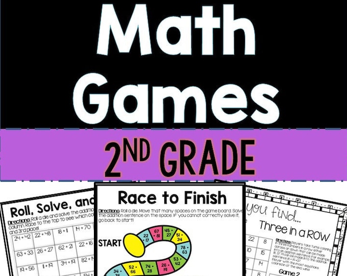 Second Grade Math Games Addition, Subtraction, Place Value - Etsy Canada