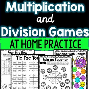 Multiplication and Division Practice Printable Games and Activities for ...