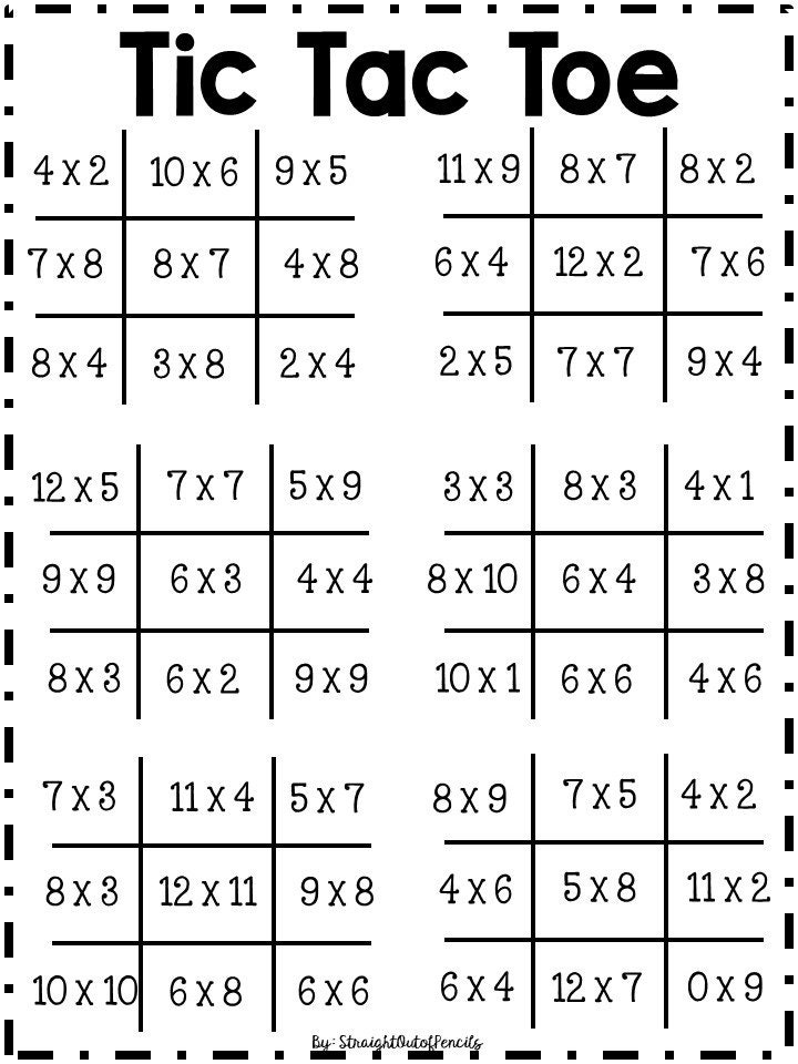 Multiplication and Division Practice Printable Games and Activities for ...