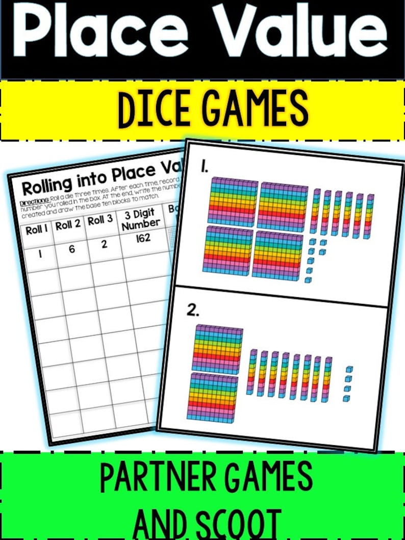 Second Grade Math Games Addition, Subtraction, Place Value - Etsy