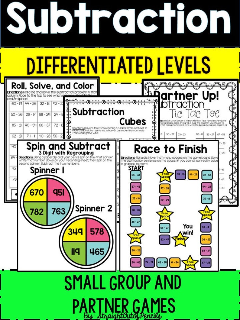 Second Grade Math Games Addition, Subtraction, Place Value - Etsy