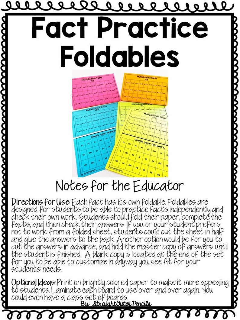 Multiplication Facts Activities - Builds Fluency - Etsy