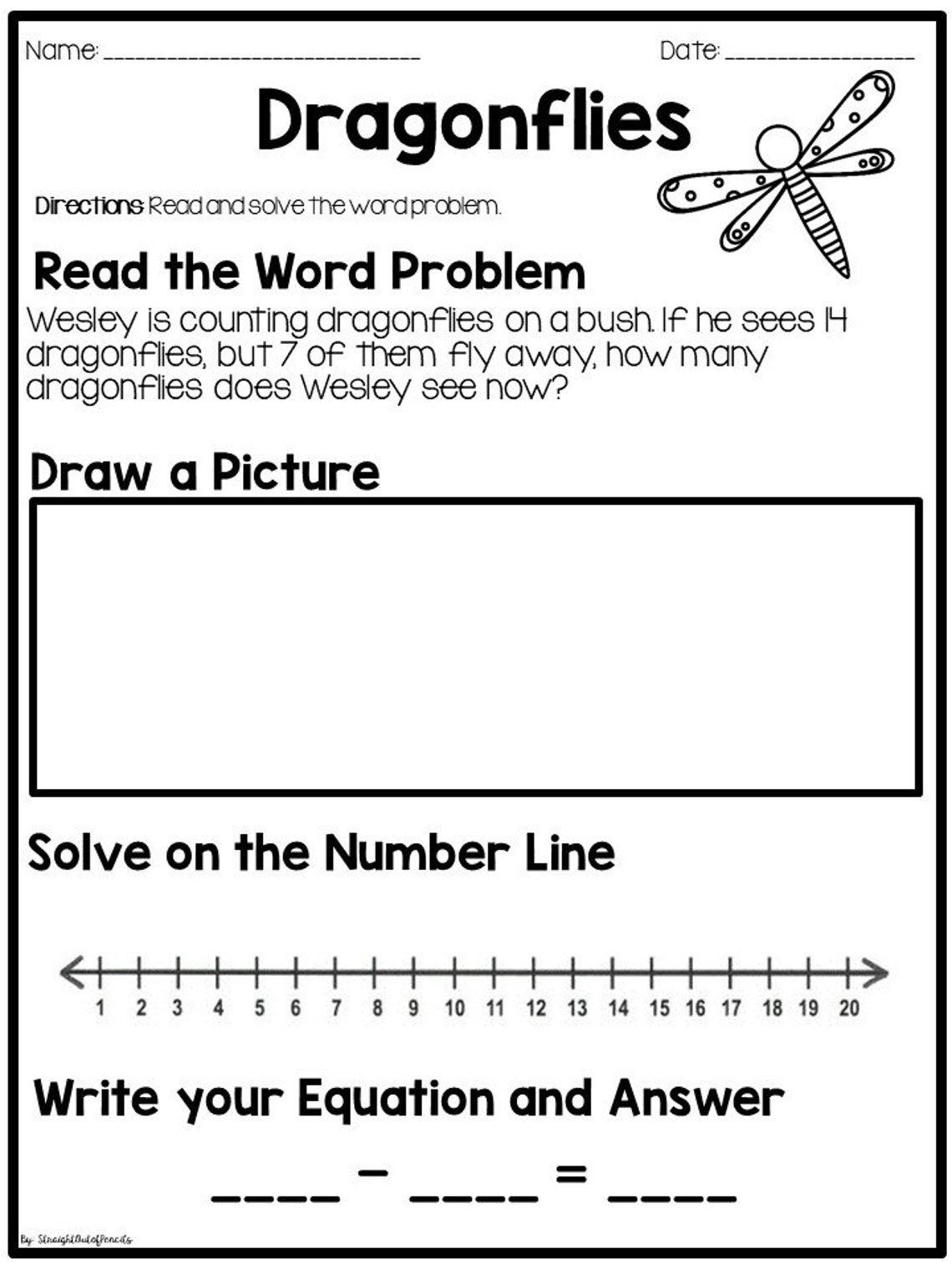 Spring Addition and Subtraction Number Line & Equation Practice - Etsy
