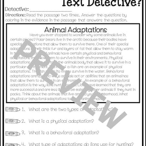 Animal Reading Passages - Close Reading - Find Evidence - Etsy