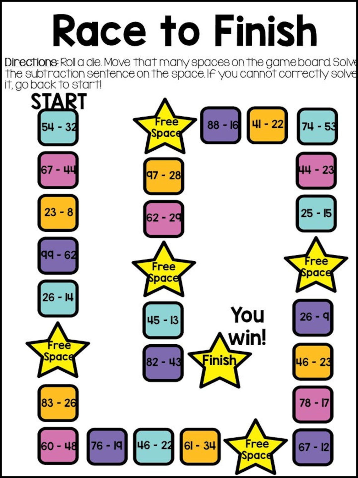 Addition and Subtraction Math Games Second Grade Math Activities - Etsy