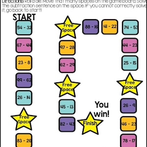 Addition and Subtraction Math Games - Second Grade Math Activities - Etsy