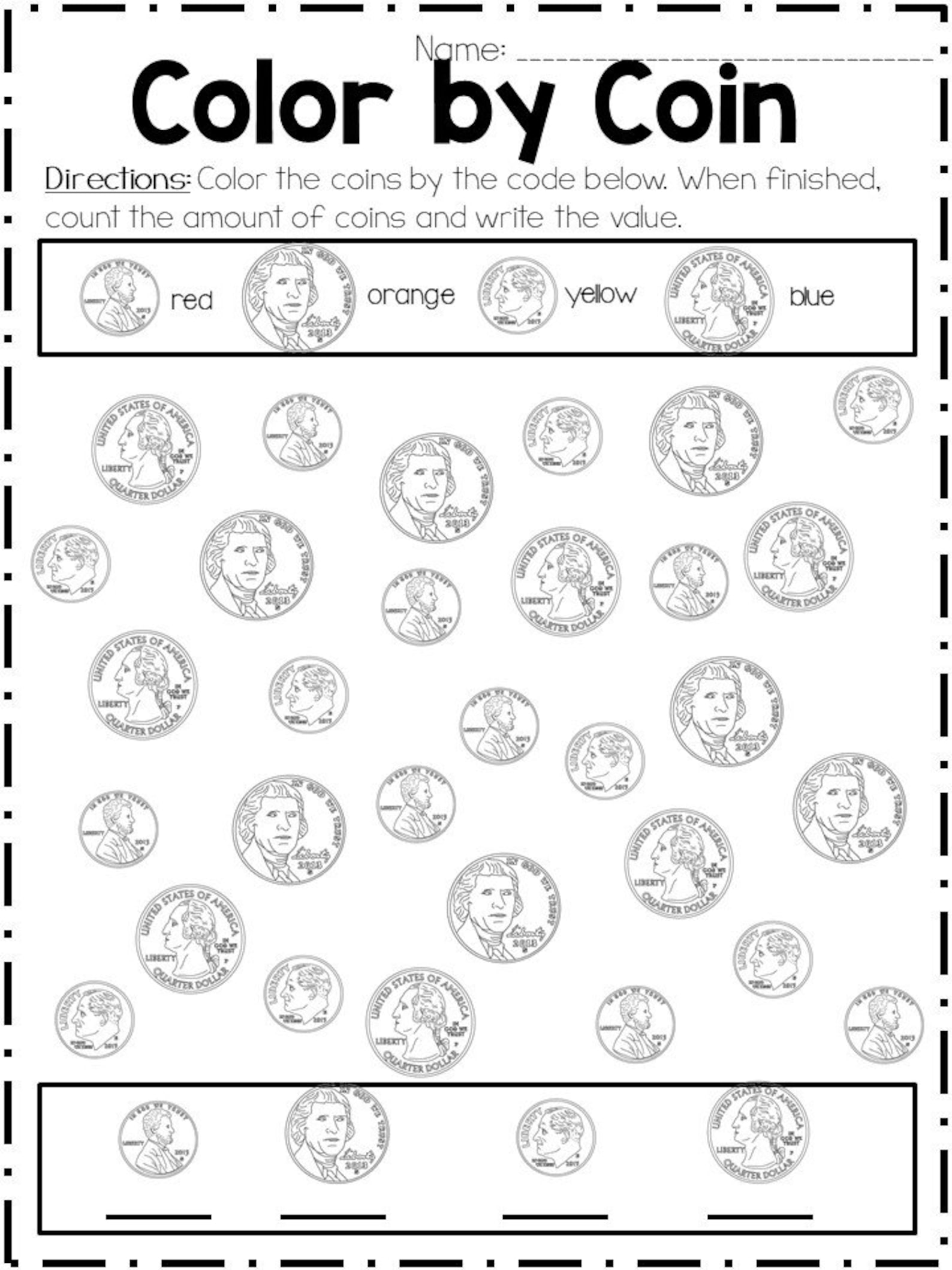 Money Worksheets for First Graders - Etsy