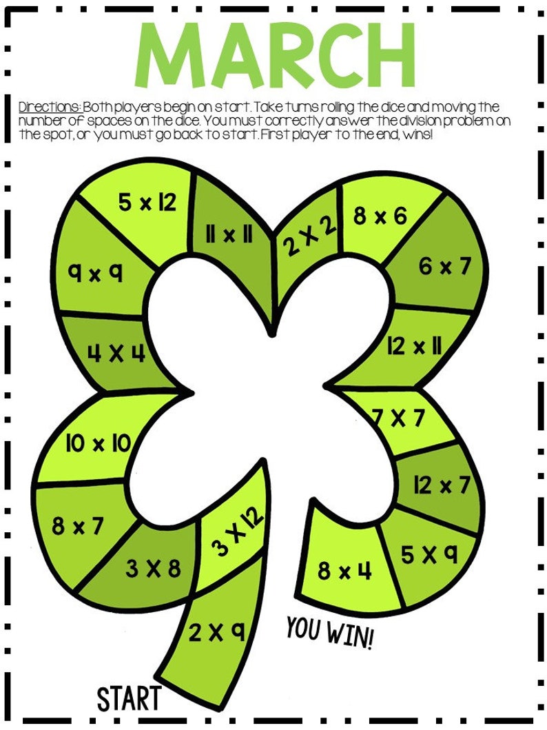 SPRING Math Games 3rd Grade NO PREP Multiplication - Etsy