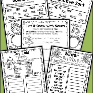 Winter ELA First Grade Activities - Etsy