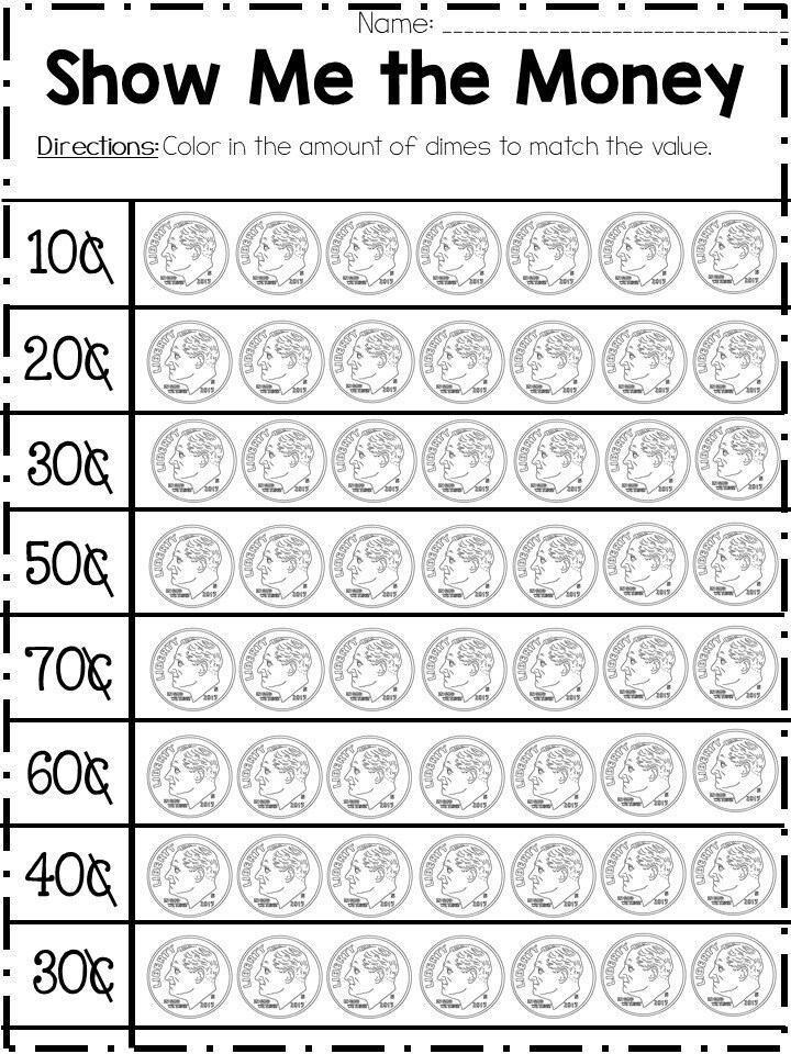 Money Worksheets for First Graders - Etsy