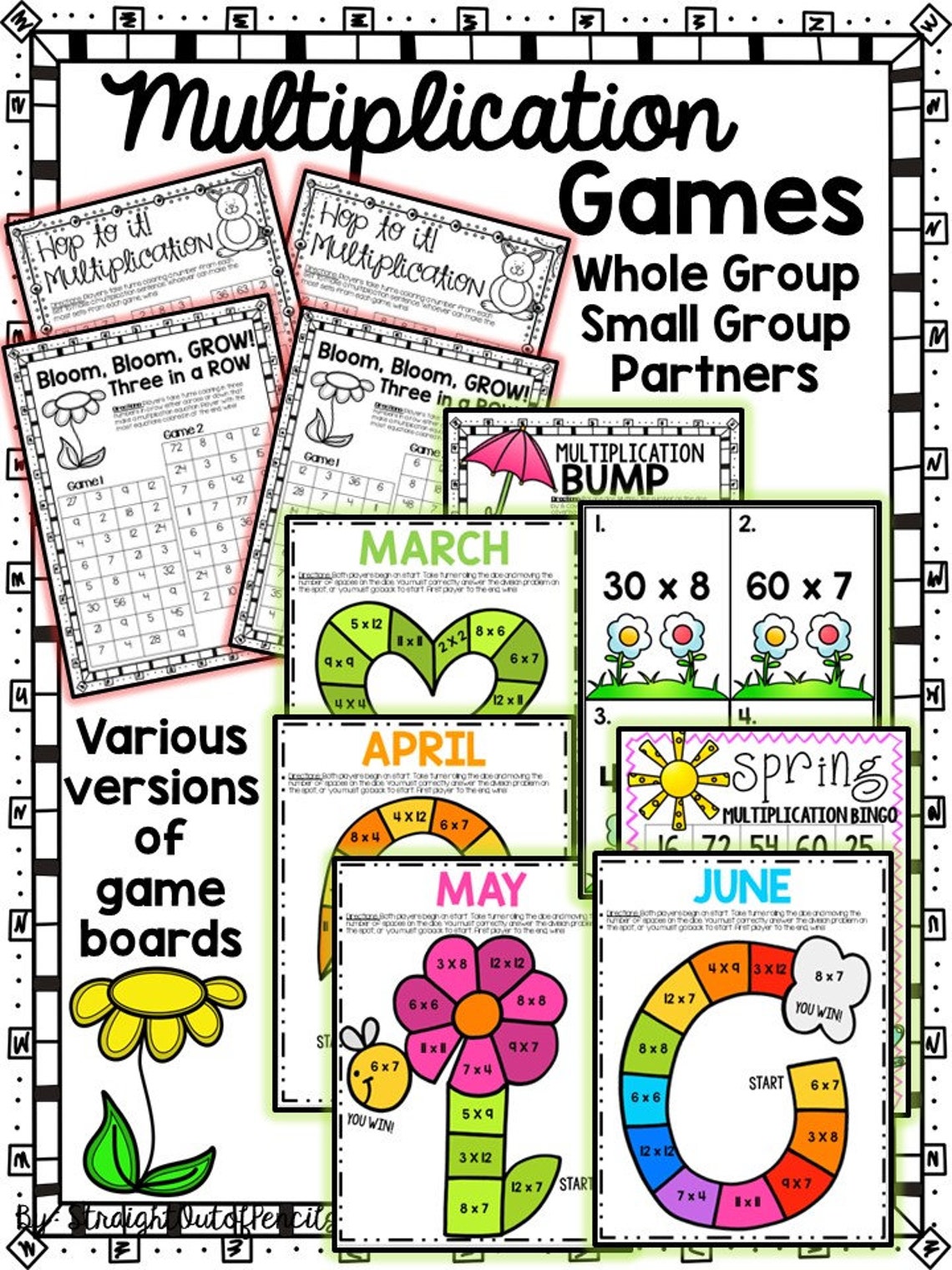 SPRING Math Games 3rd Grade NO PREP Multiplication - Etsy