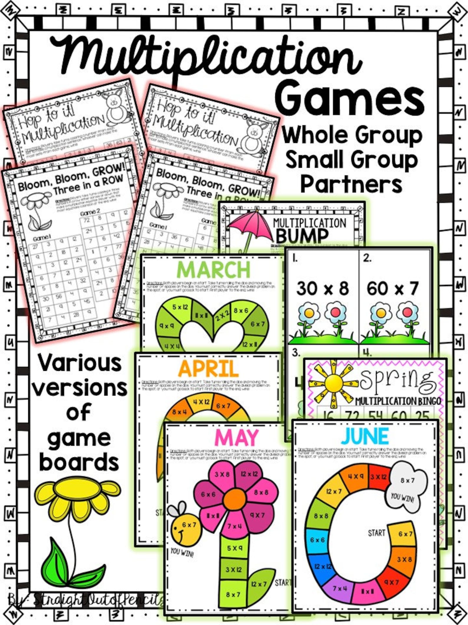 SPRING Math Games 3rd Grade NO PREP Multiplication - Etsy
