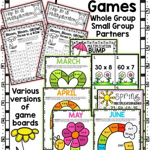 SPRING Math Games 3rd Grade NO PREP Multiplication - Etsy