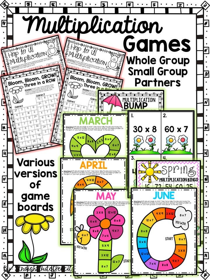 SPRING Math Games 3rd Grade NO PREP Multiplication - Etsy