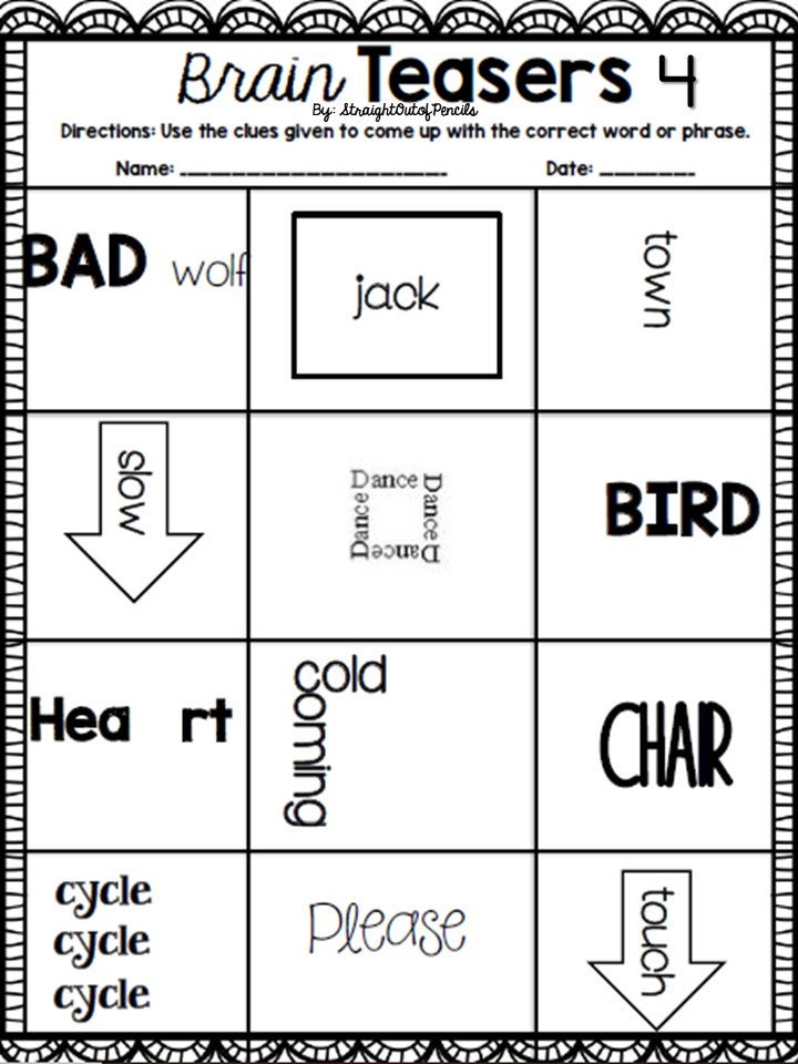 Brain Teaser MEGA PACK Word Puzzles 180 Puzzles - Etsy