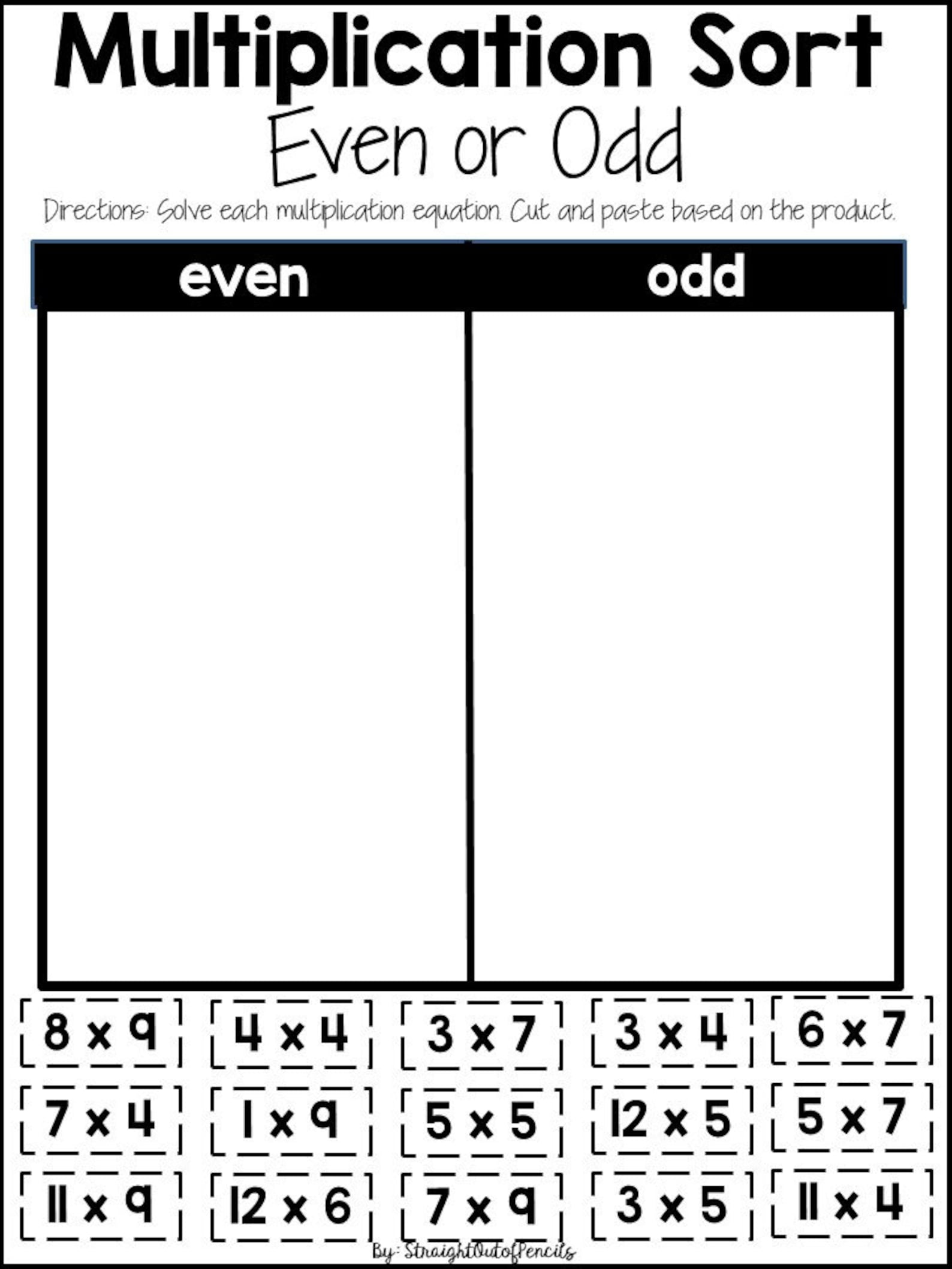 Multiplication and Division Practice Printable Games and Activities for ...