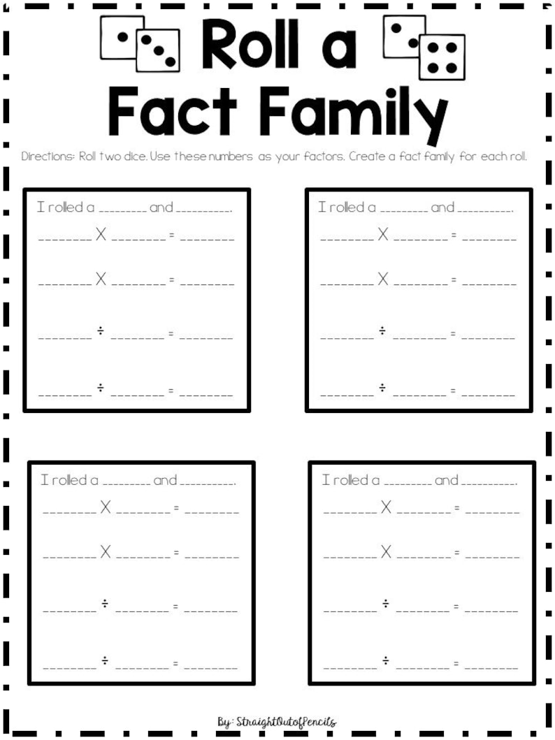 Multiplication and Division Practice Printable Games and Activities for ...