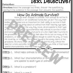 Animal Reading Passages - Close Reading - Find Evidence - Etsy