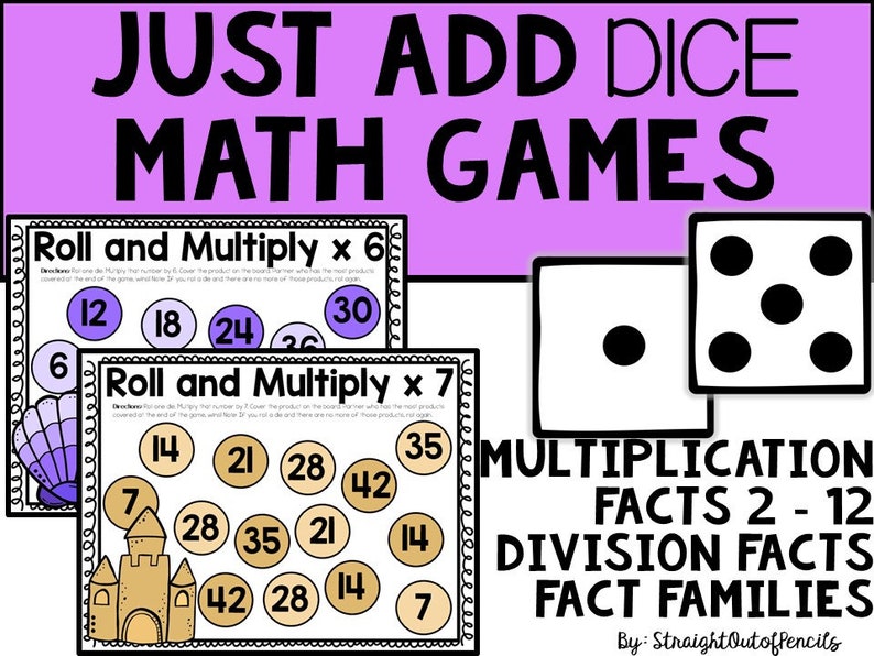 Summer Multiplication and Division Games - Just Add Dice and Play! - Etsy