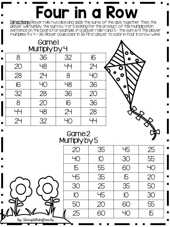 Multiplication and Division Practice Printable Games and Activities for ...