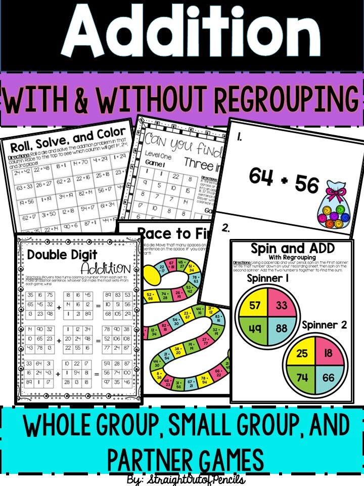 Addition and Subtraction Math Games - Second Grade Math Activities - Etsy