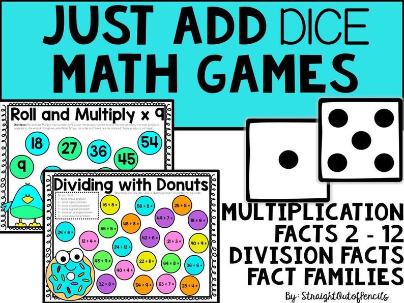 Multiplication Facts Games - Just Add Dice! Ready to Go! - Etsy