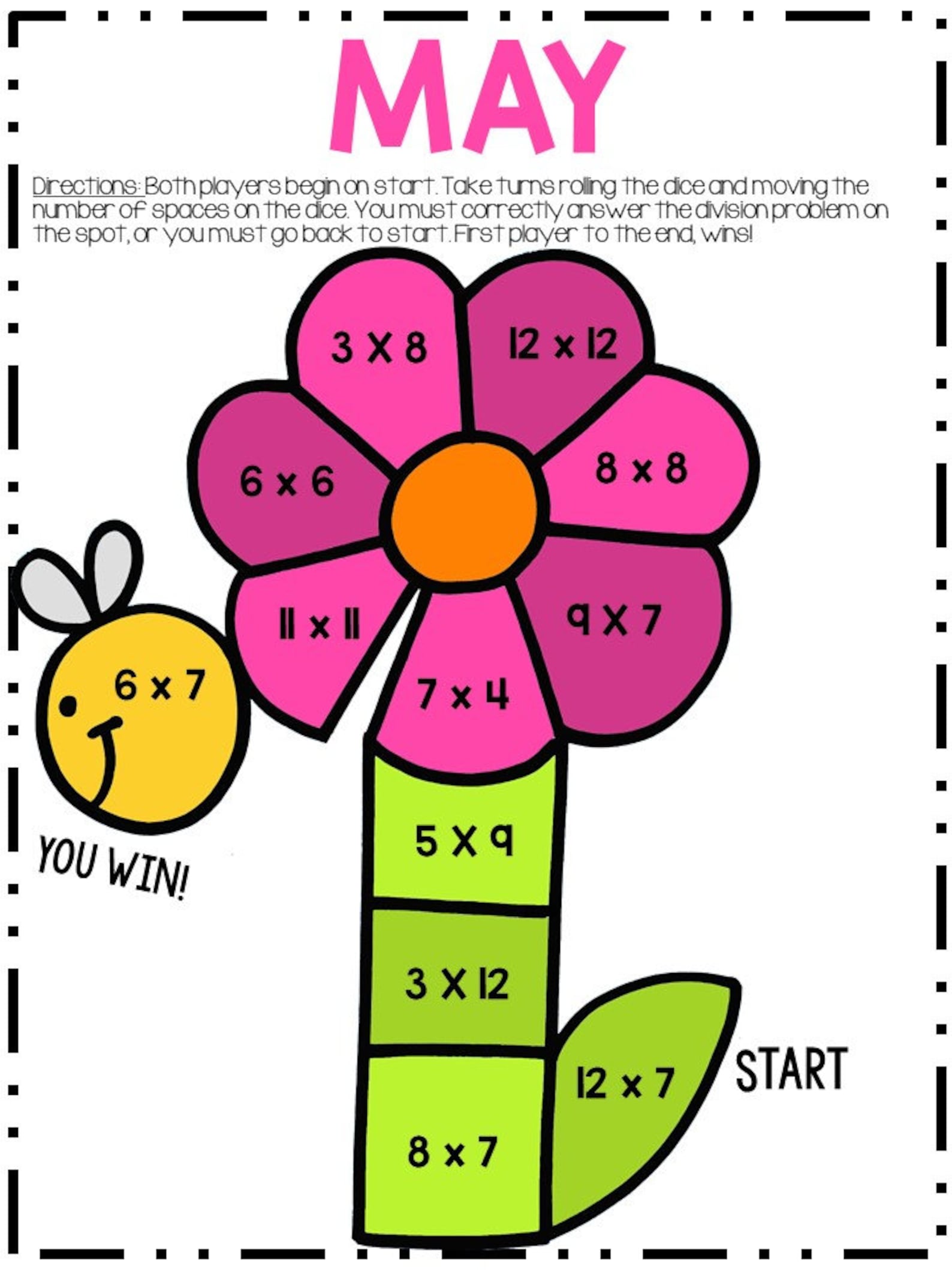 SPRING Math Games 3rd Grade NO PREP Multiplication - Etsy