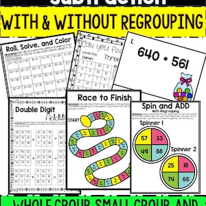 Second Grade Math Games Addition, Subtraction, Place Value - Etsy