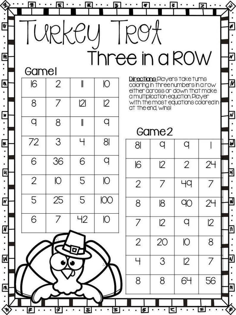 Thanksgiving Math Games Third Grade Multiplication Games - Etsy