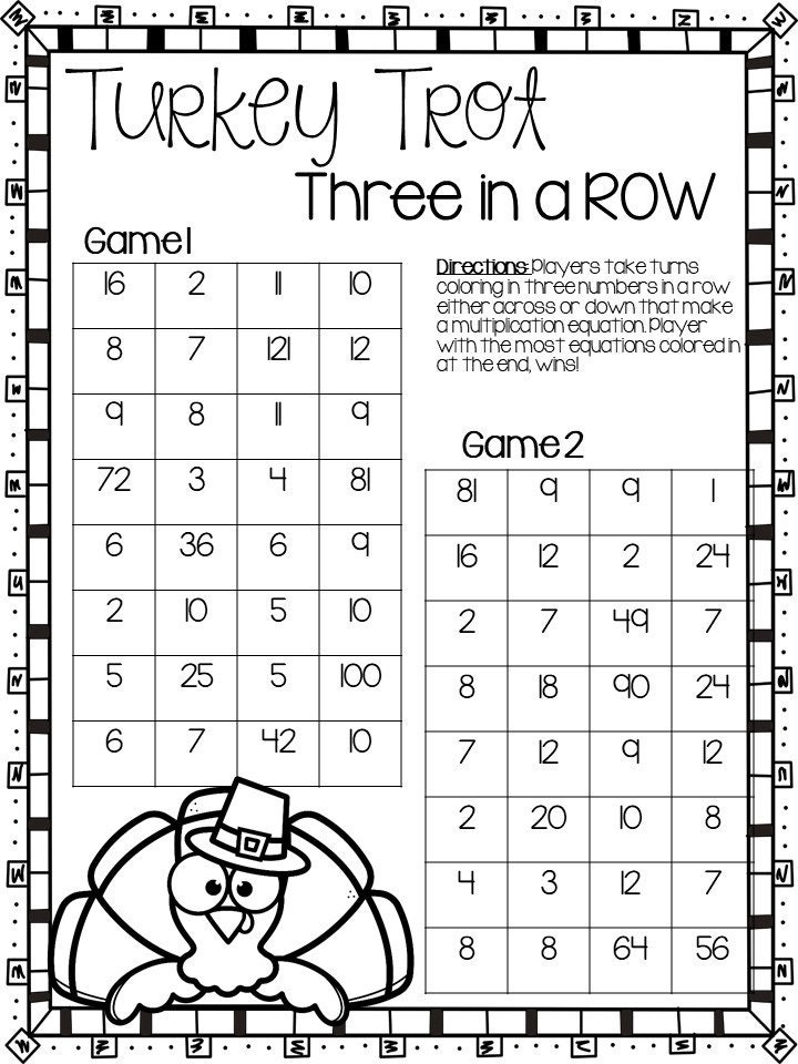 Thanksgiving Math Games Third Grade Multiplication Games - Etsy